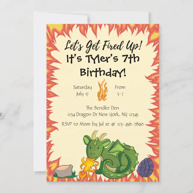 Dragon Birthday Party Invitation | Zazzle