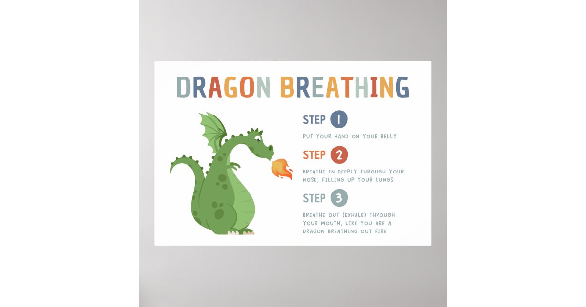 Dragon Breathing Calm down Classroom Poster | Zazzle