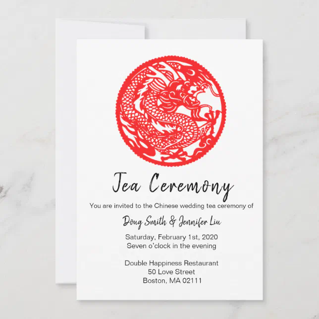 Dragon Chinese Wedding tea ceremony invitation | Zazzle