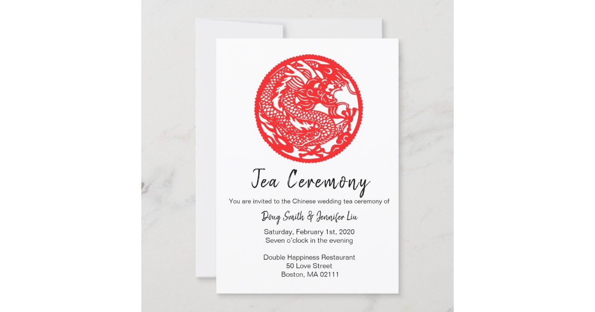 Dragon Chinese Wedding tea ceremony invitation | Zazzle