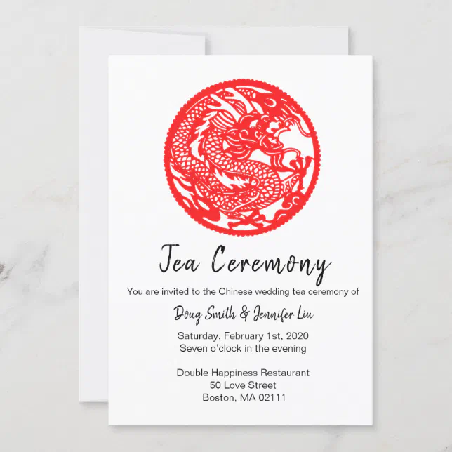 Dragon Chinese Wedding tea ceremony invitation | Zazzle