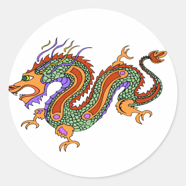 dragon classic round sticker | Zazzle