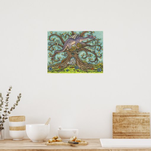 DRAGON EGGS, MEDIEVAL LAIR, FANTASY FOLK ART POSTER | Zazzle