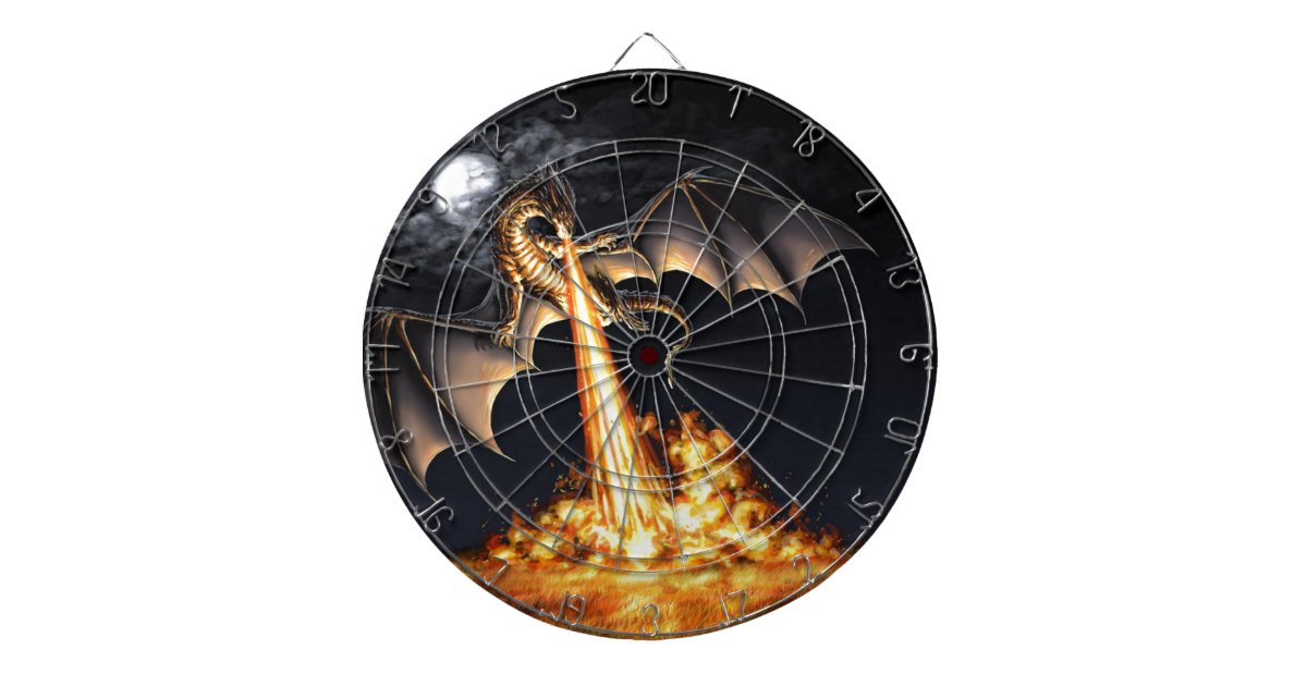 Dragon fire dartboard with darts | Zazzle