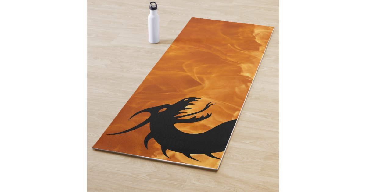Dragon Flames Fire Breathing Black Yoga Mat | Zazzle