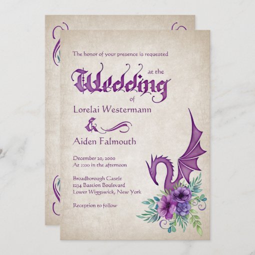 Dragon Floral Wedding Invitation | Zazzle