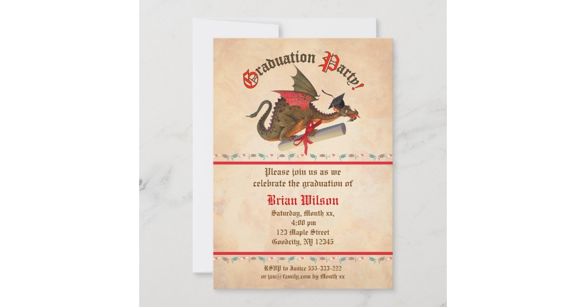 Dragon Graduation Celebration Invitation | Zazzle