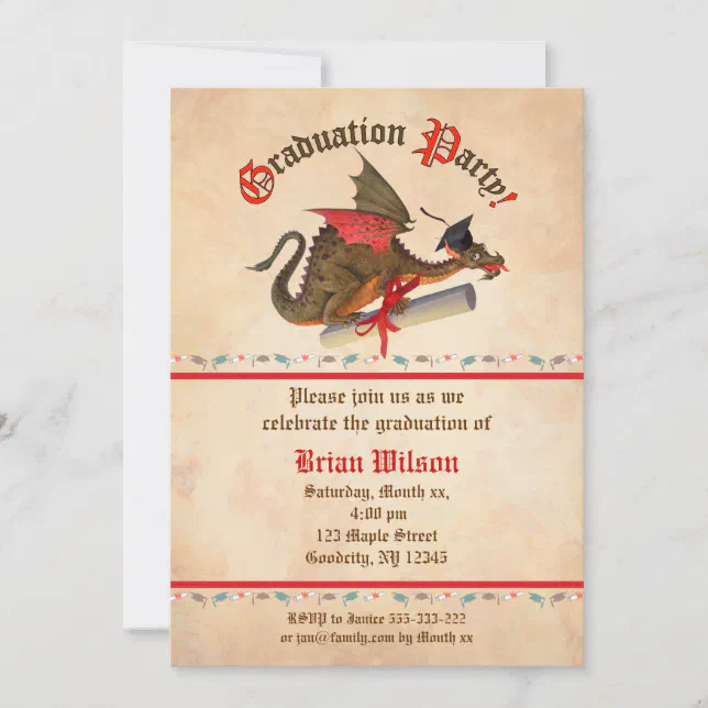 Dragon Graduation Celebration Invitation | Zazzle