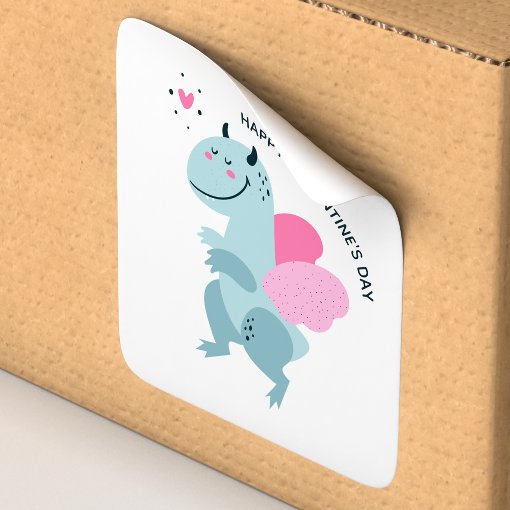 Dragon Heart Cute Personalized Valentine Square Sticker | Zazzle