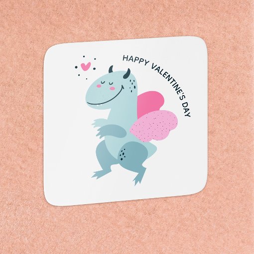 Dragon Heart Cute Personalized Valentine Square Sticker | Zazzle