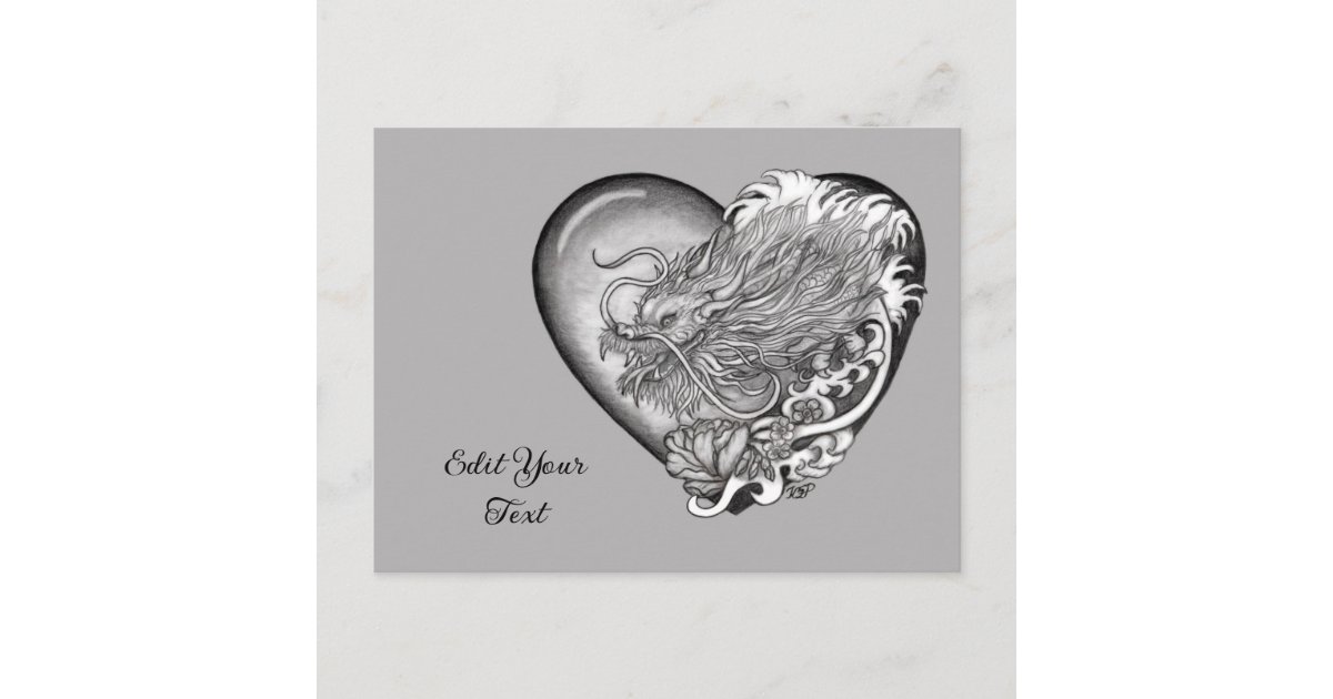 Dragon Heart Tattoo Art Postcard | Zazzle