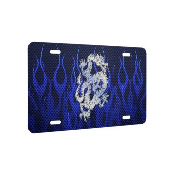 Dragon in Chrome like blue Carbon Fiber Styles License Plate | Zazzle