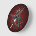Dragon katana3 round clock | Zazzle