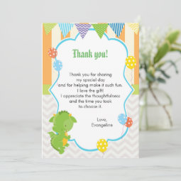 Dragon Kids Birthday Thank You Card Note | Zazzle