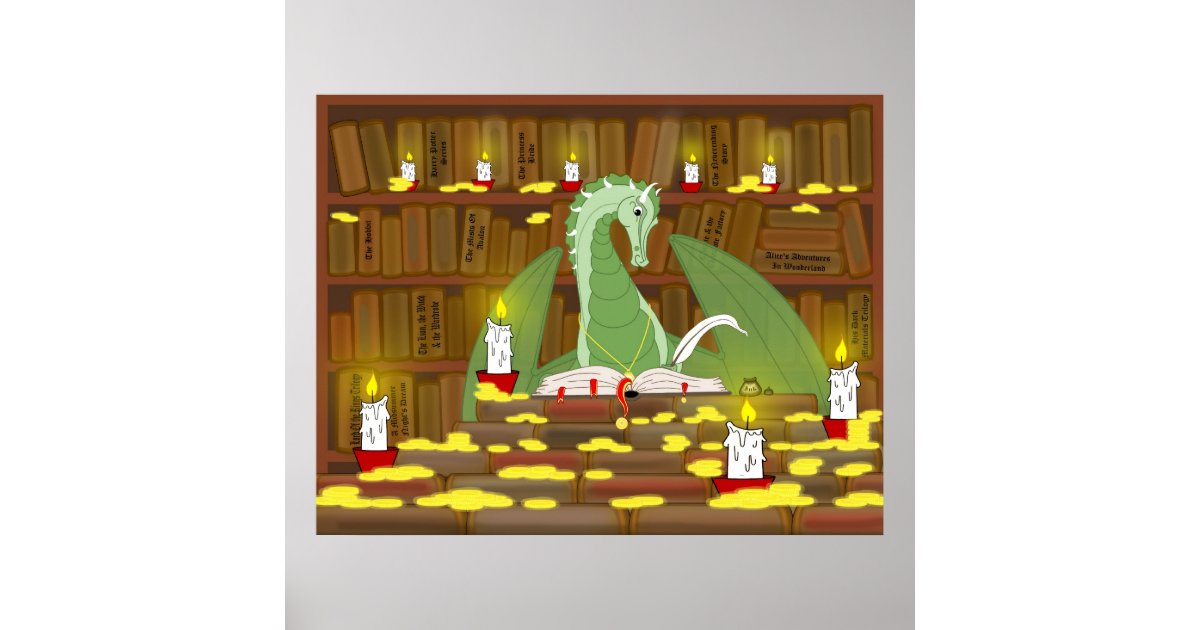 Dragon library poster | Zazzle