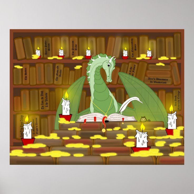 Dragon library poster | Zazzle