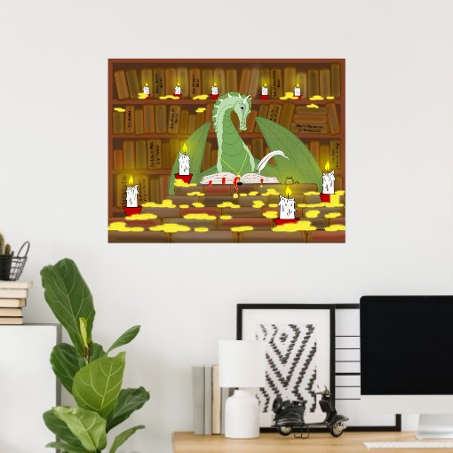 Dragon library poster | Zazzle