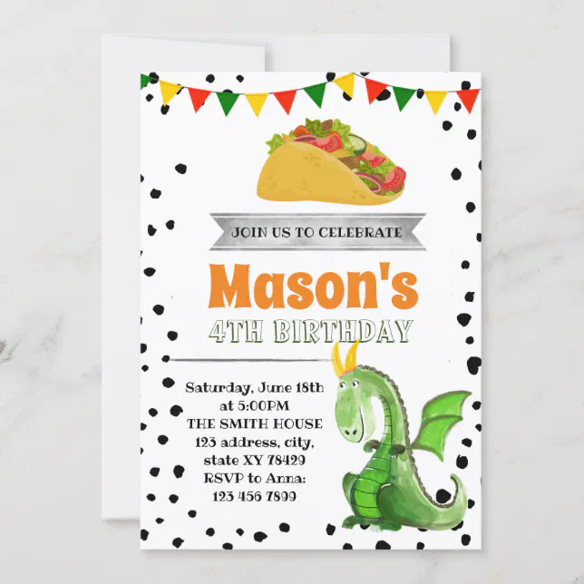 Dragon love tacos party invitation | Zazzle
