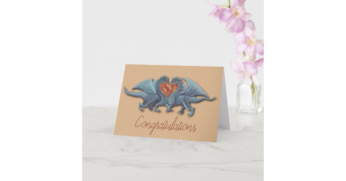 Dragon Love Wedding/Engagement Congratulations Card | Zazzle