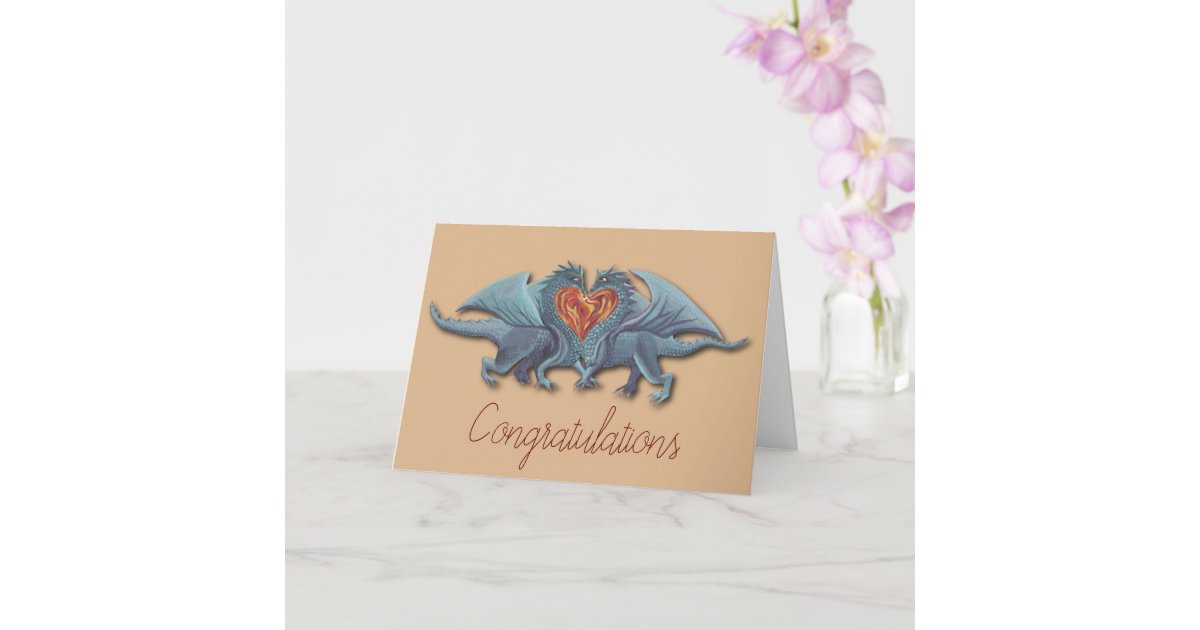 Dragon Love Wedding/Engagement Congratulations Card | Zazzle