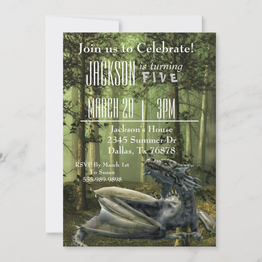 Dragon Magical Fantasy Birthday Invite | Zazzle