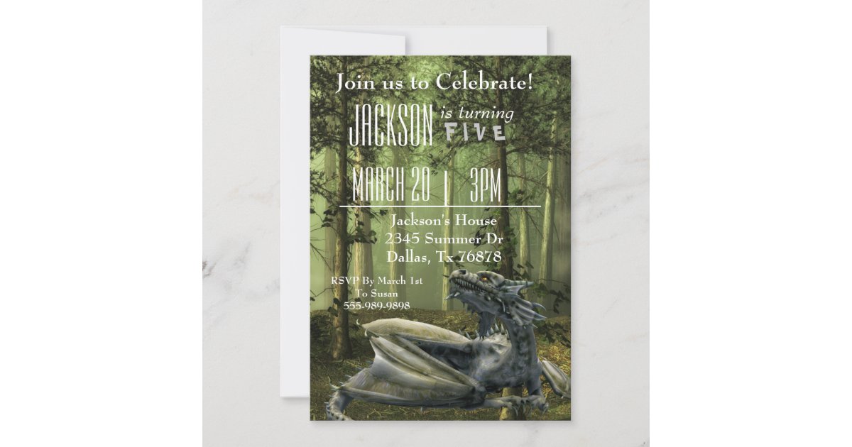 Dragon Magical Fantasy Birthday Invite | Zazzle
