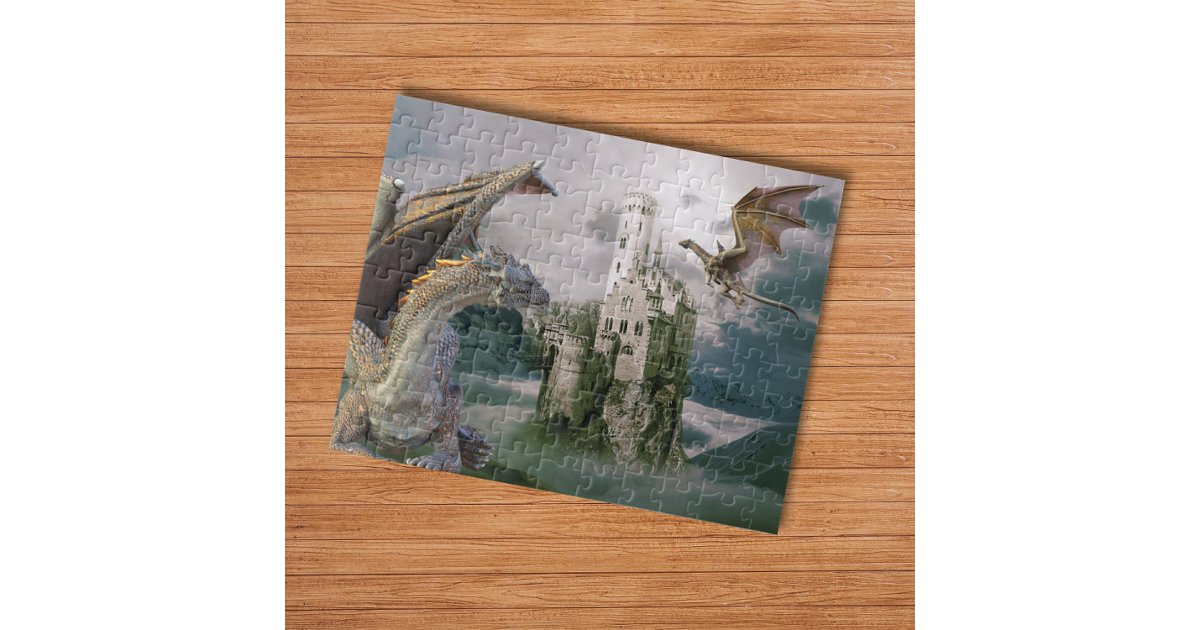 Dragon Medieval Castle Bronze Fantasy Jigsaw Puzzle | Zazzle