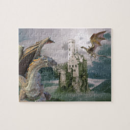 Dragon Medieval Castle Bronze Fantasy Jigsaw Puzzle | Zazzle