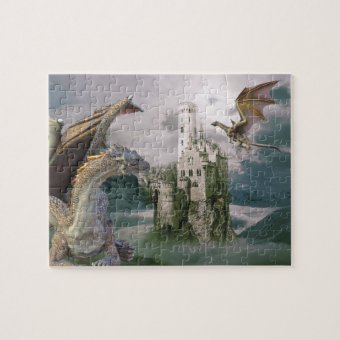 Dragon Medieval Castle Bronze Fantasy Jigsaw Puzzle | Zazzle