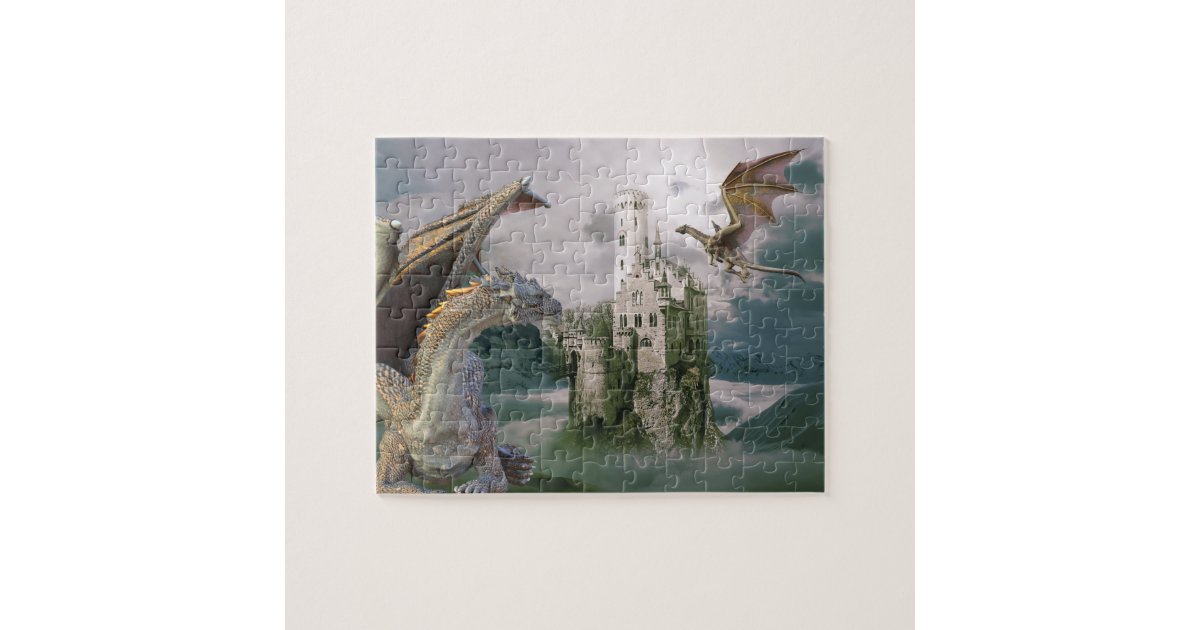 Dragon Medieval Castle Bronze Fantasy Jigsaw Puzzle | Zazzle
