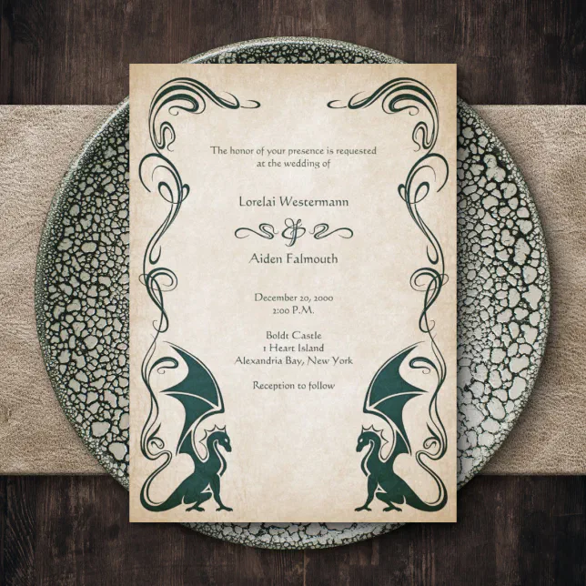 Dragon Medieval Fantasy Wedding Invitation | Zazzle