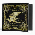 Dragon Monogram Gold Frame Traditional Book Cover 3 Ring Binder | Zazzle