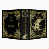 Dragon Monogram Gold Frame Traditional Book Cover 3 Ring Binder | Zazzle