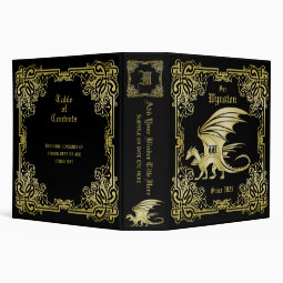 Dragon Monogram Gold Frame Traditional Book Cover 3 Ring Binder | Zazzle