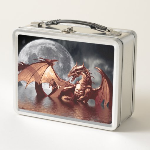 Dragon Moon Fantasy Art Metal Lunch Box | Zazzle