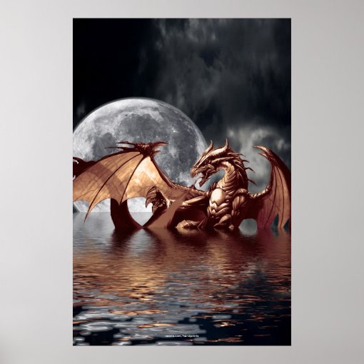 Dragon & Moon Fantasy Poster | Zazzle