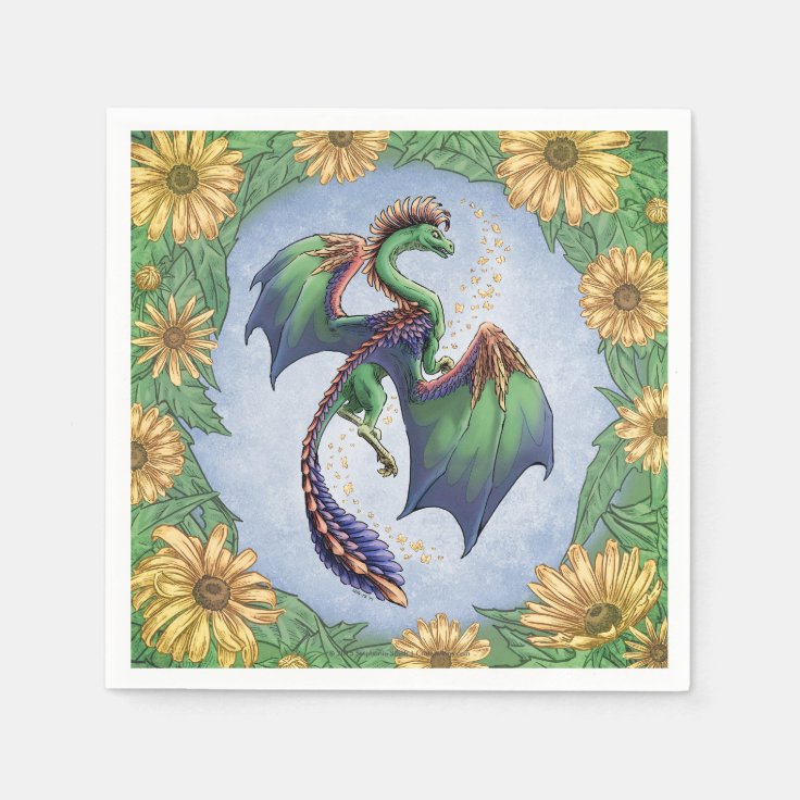 Dragon of Summer Nature Fantasy Art Napkins | Zazzle