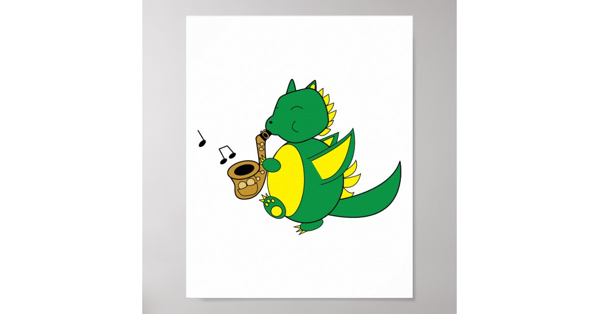 Dragon playing Saxophone Music Poster | Zazzle