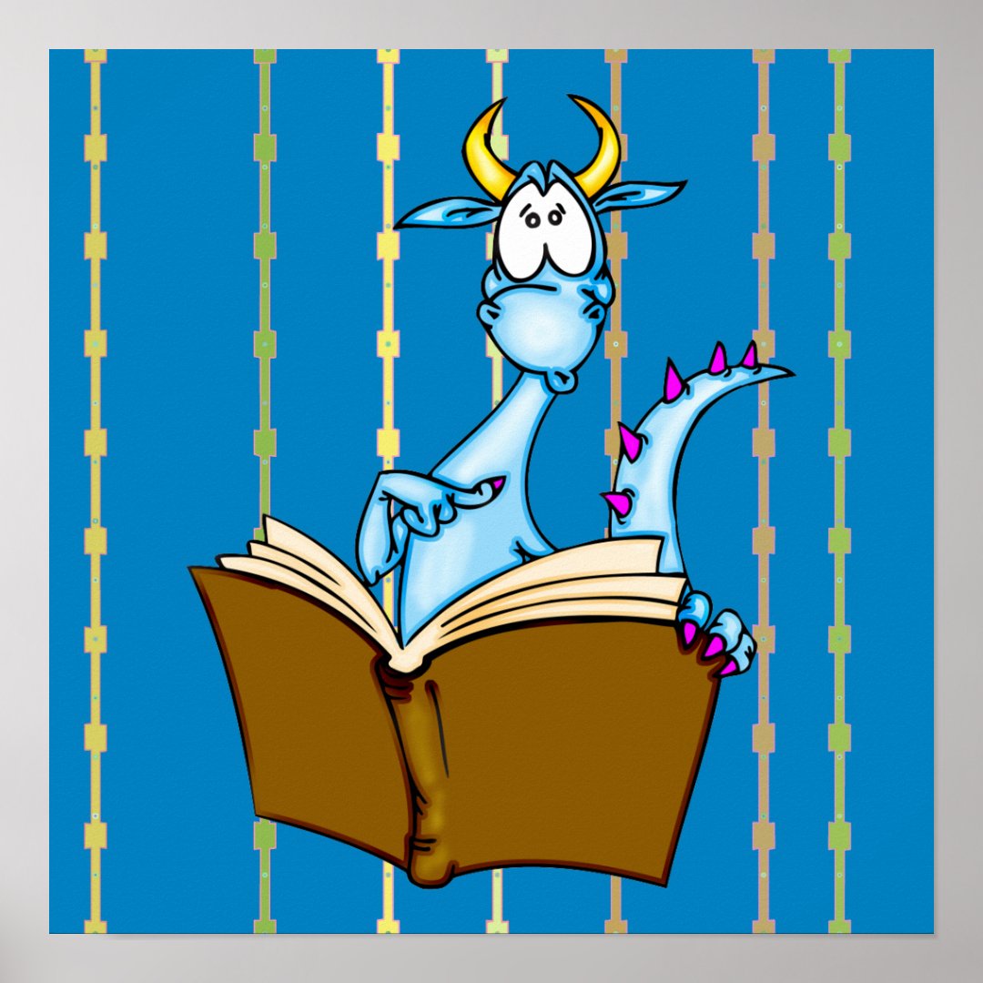 Dragon Reading Book Poster | Zazzle