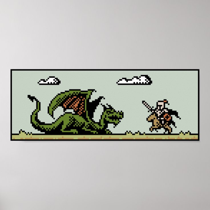 Dragon Slayer 8-bit Pixel Art Poster | Zazzle