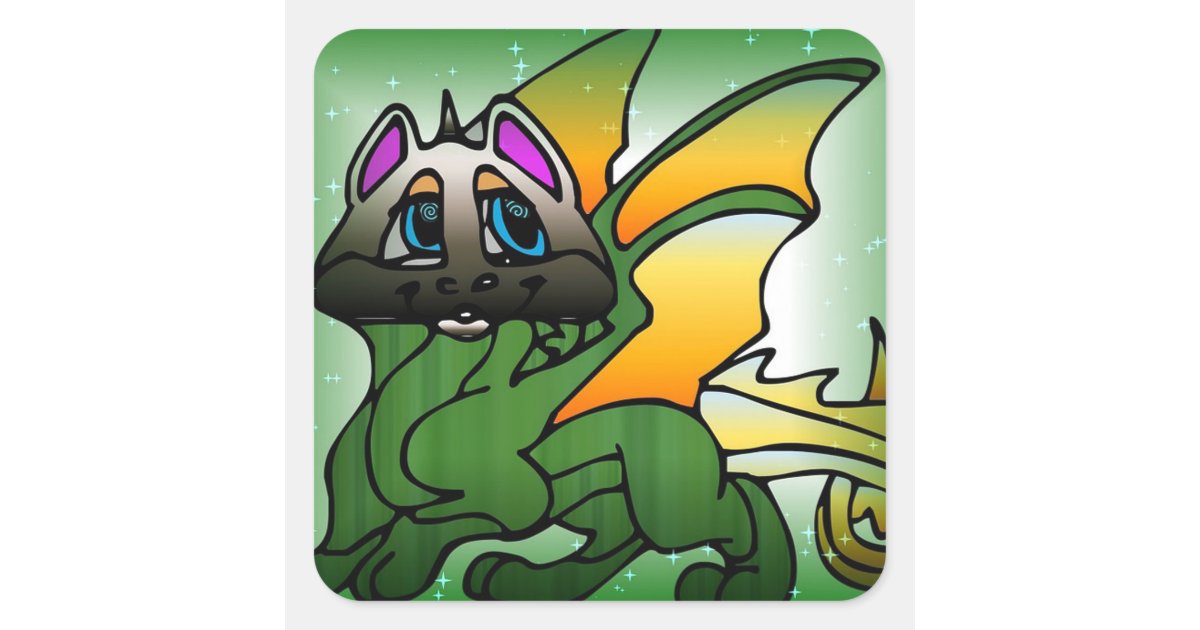 Dragon Square Sticker | Zazzle