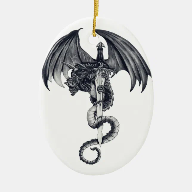 Dragon & Sword Ornament | Zazzle