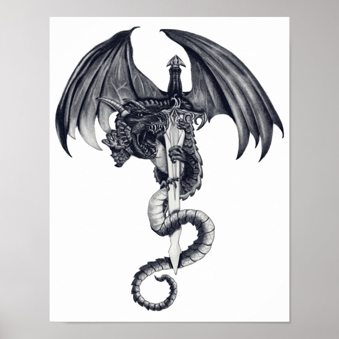 Dragon & Sword Poster Art | Zazzle