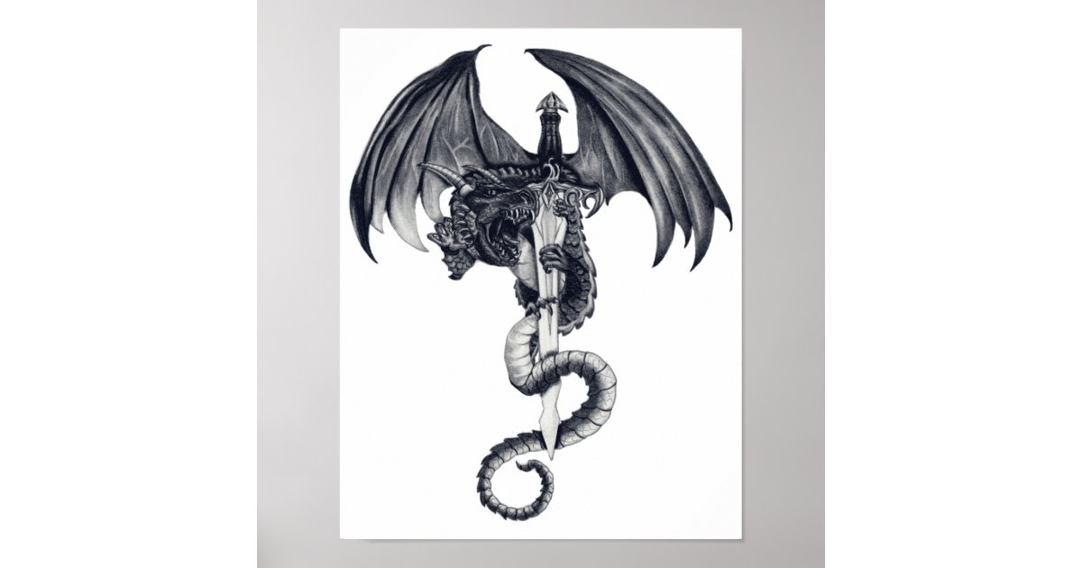 Dragon & Sword Poster Art | Zazzle