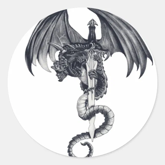 Dragon & Sword Stickers | Zazzle