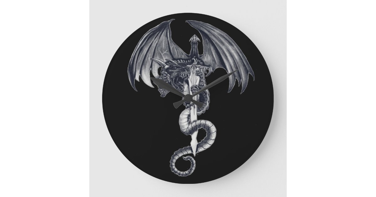 Dragon & Sword Wall Clock | Zazzle
