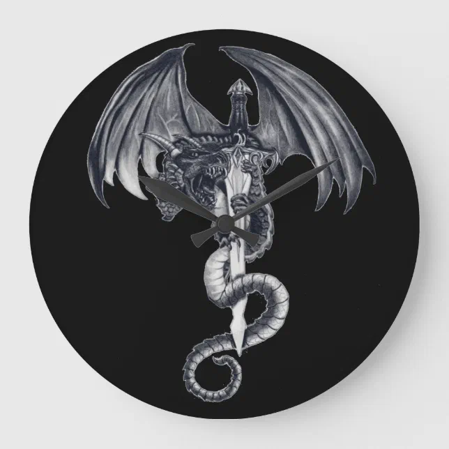 Dragon & Sword Wall Clock | Zazzle