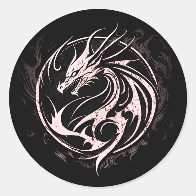 Dragon tattoo classic round sticker | Zazzle