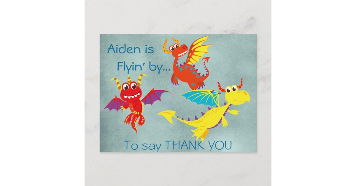 Dragon THANK YOU postcard (personalize) | Zazzle
