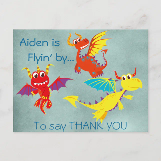 Dragon THANK YOU postcard (personalize) | Zazzle